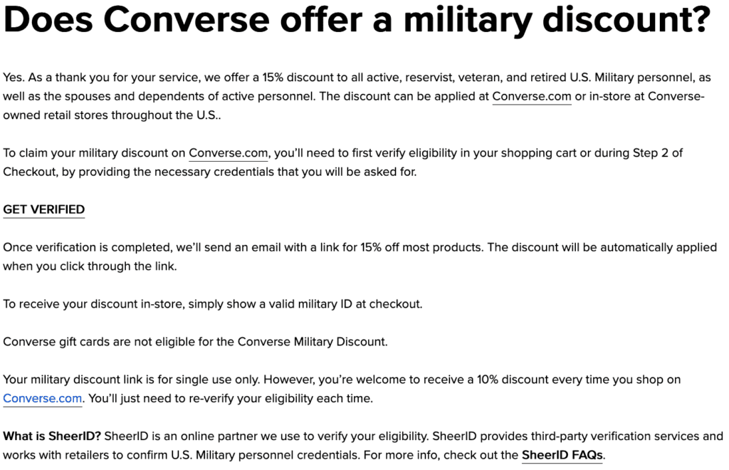 Converse Military Discount – 15% Off - Military Veterans Discounts