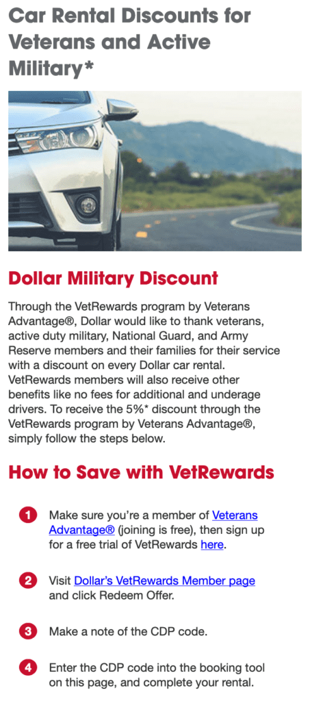 Dollar Rent A Car Military Discount – 5% Off - Military Veterans Discount