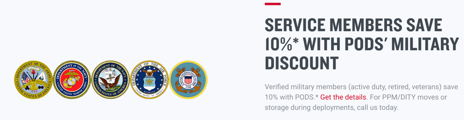 PODS Military Discount – 10% Off - Military Veterans Discounts